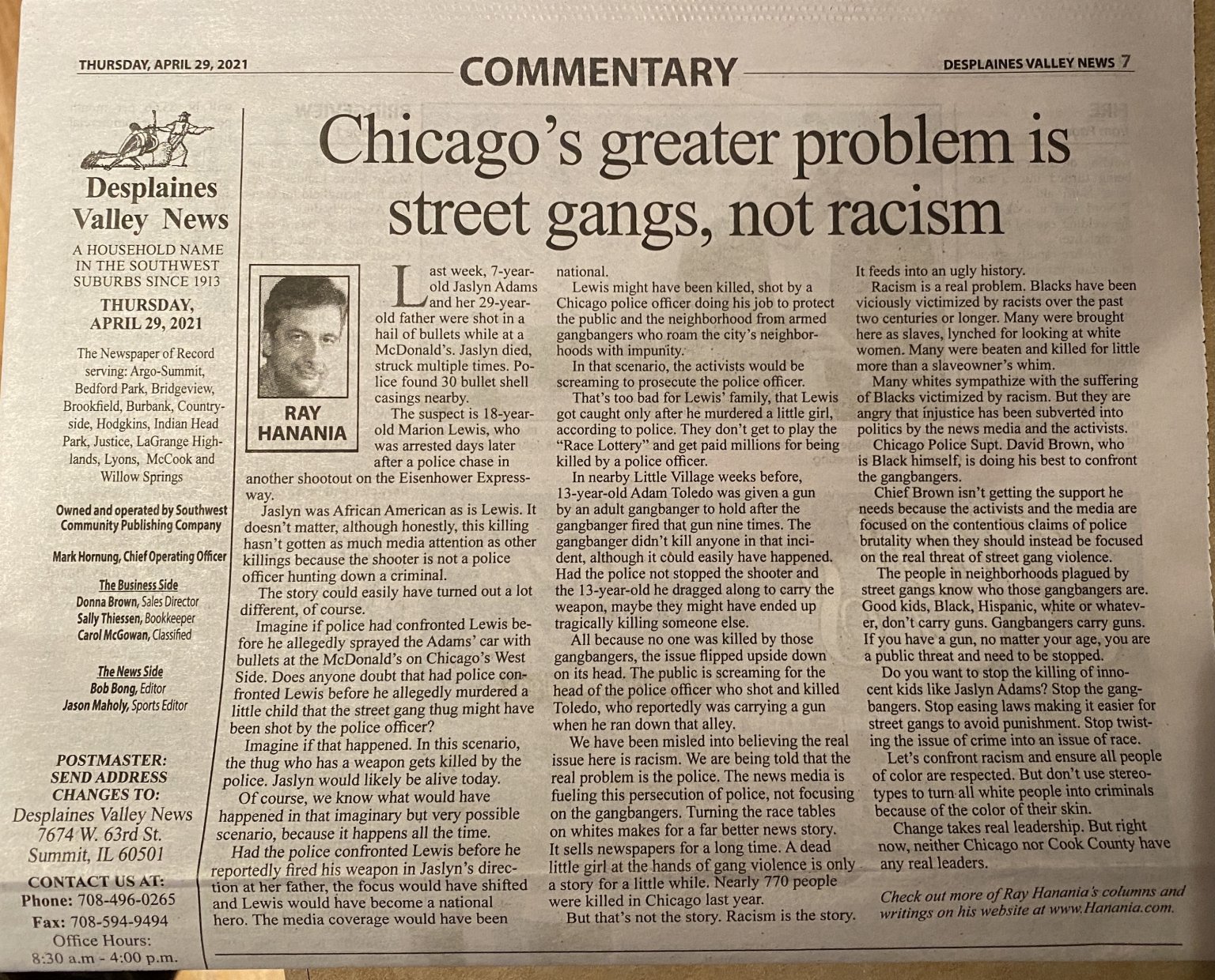 Street Gangs not racism is Chicago's top plague - Suburban Chicagoland