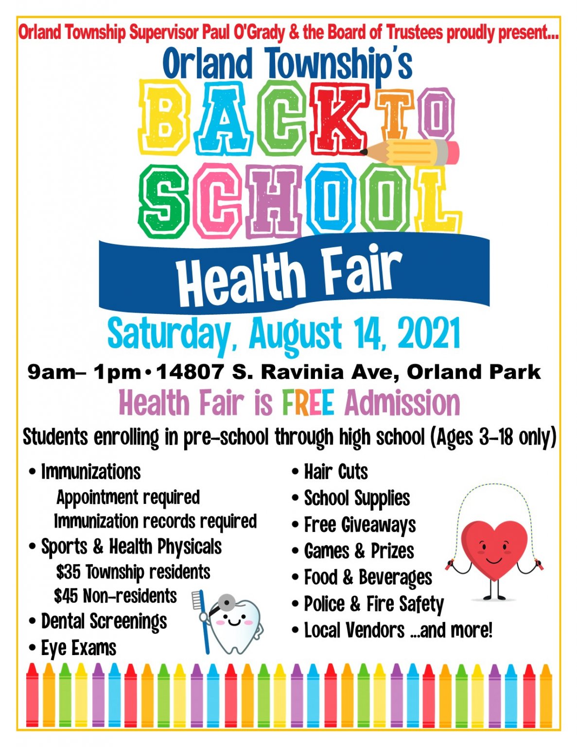 Orland Township Bringing Excitement with Back-To-School Health Fair ...